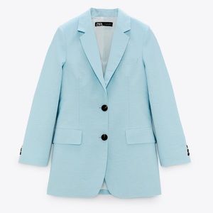 Zara | Jackets & Coats | Zara New Turquoise Long Blazer | Poshmark